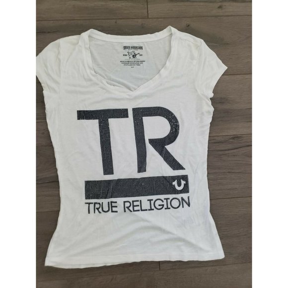 True Religion | Tops | True Religion Y2k Womens White Tshirt With Black ...